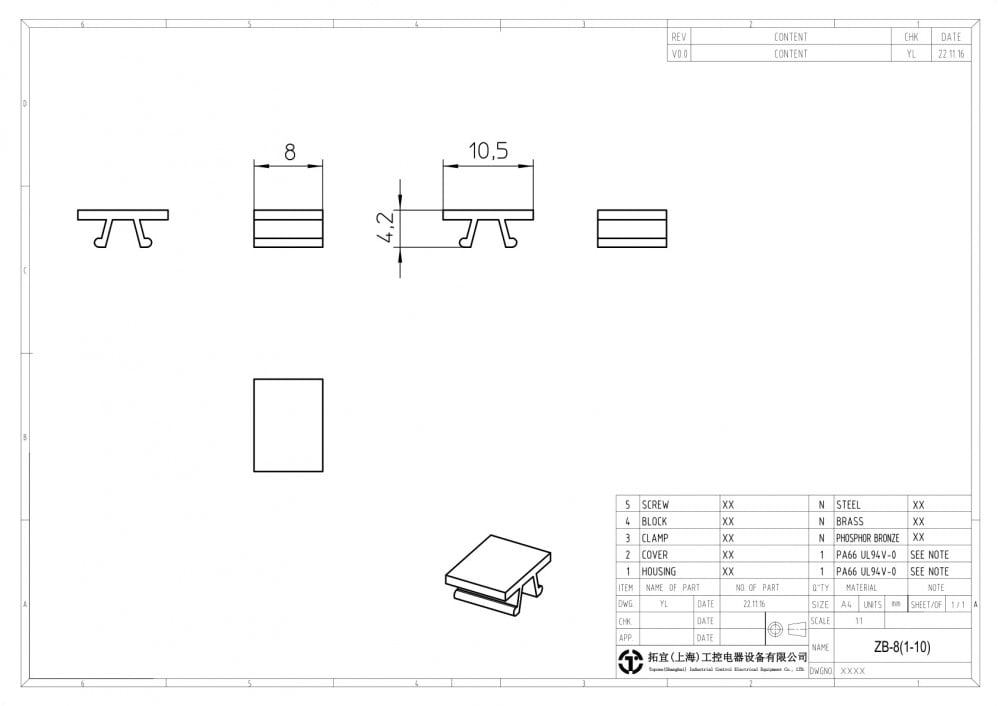TOPONELEC ZB8(1-10) technical document page