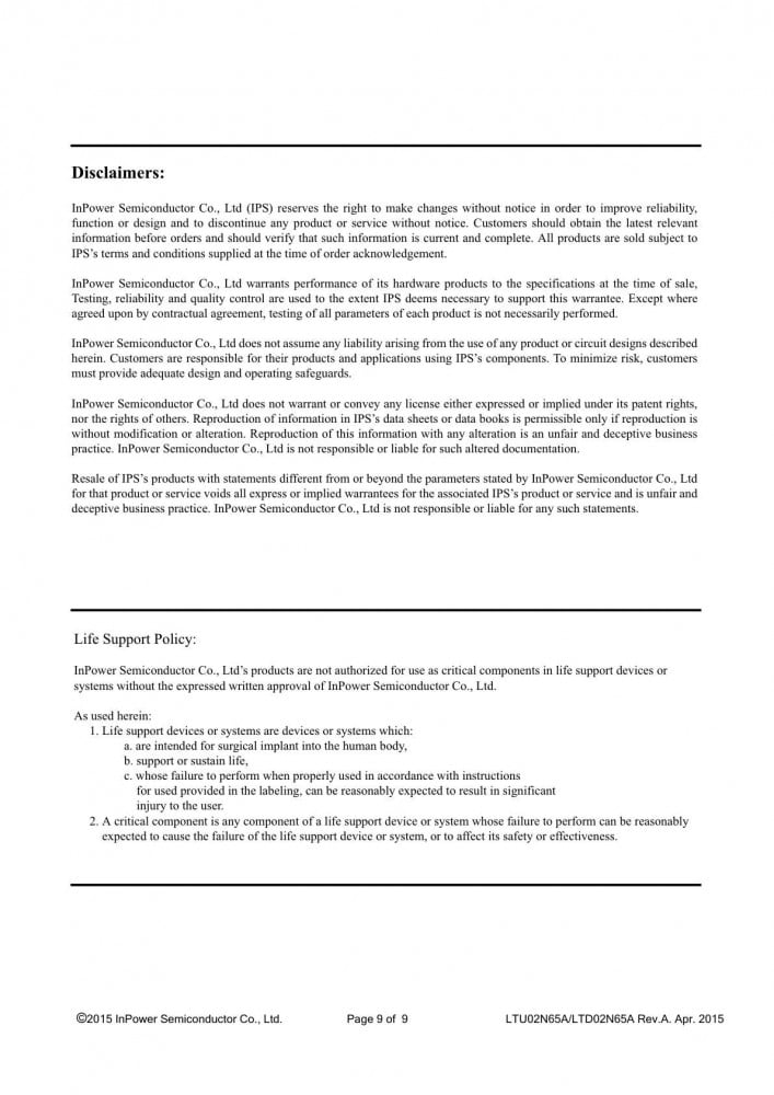 LTU02N65A datasheet page 9