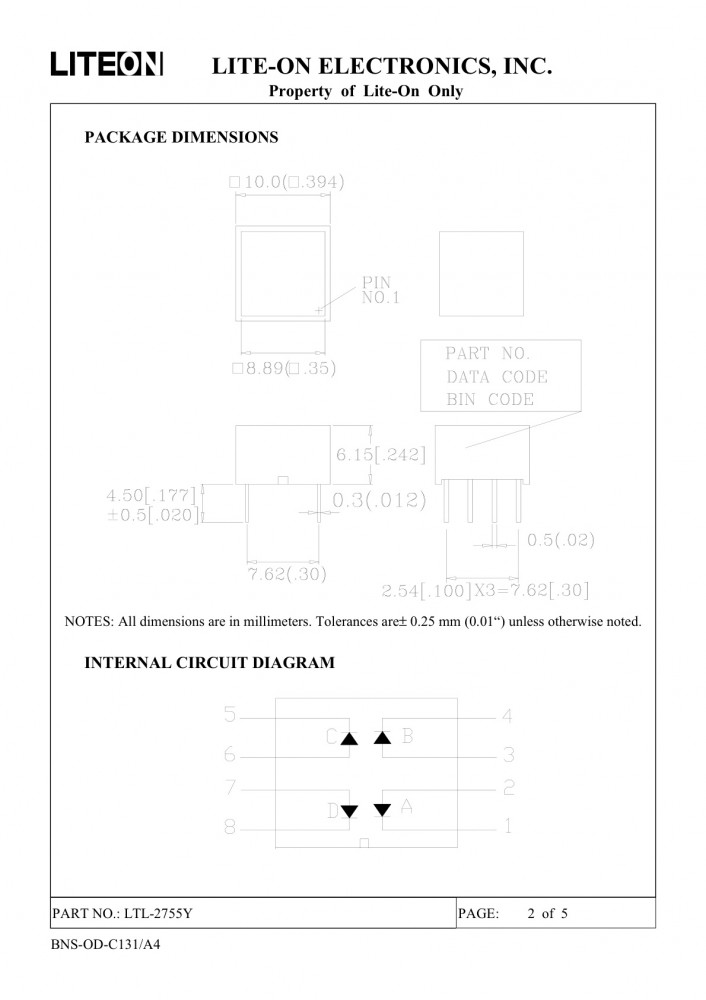 LTL-2755Y datasheet page 2
