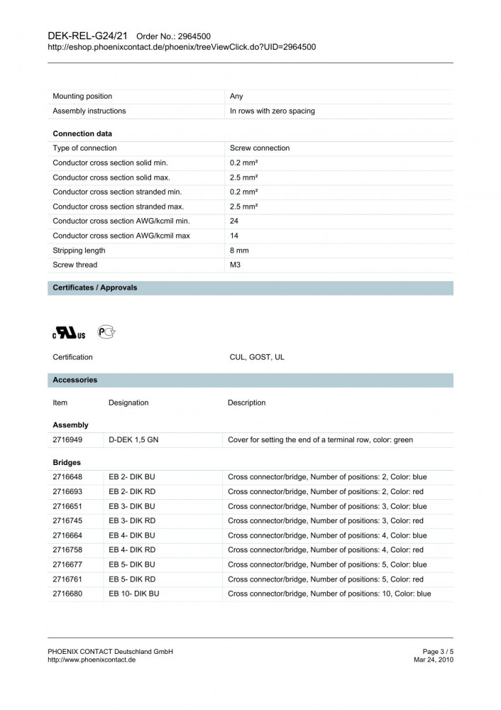 Phoenix Contact 2964500 technical document page 3