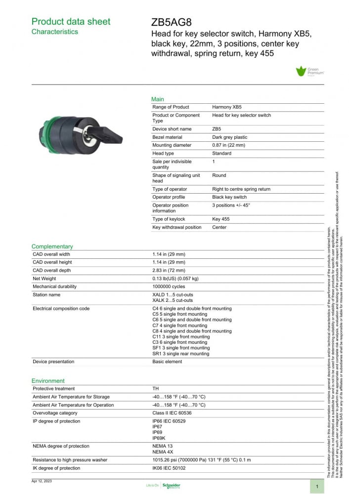 ZB5AG8 technical document page 1