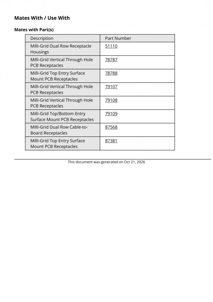 Product document page 4 for MOLEX 878312631