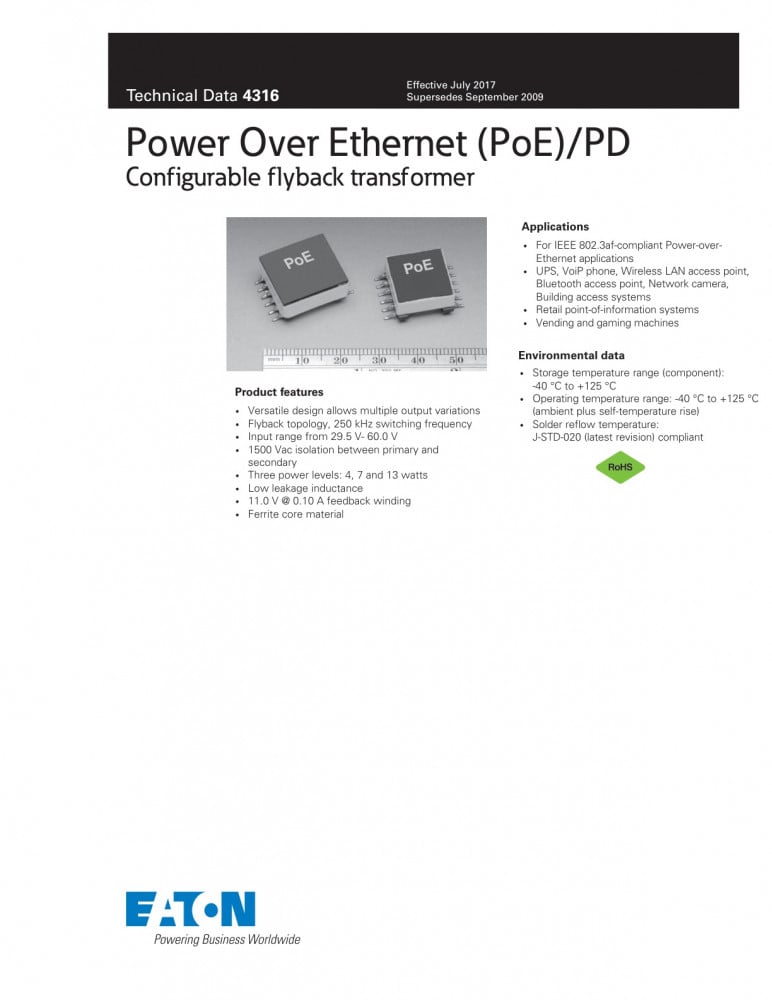 EATON POE7W2X12-R datasheet page 1