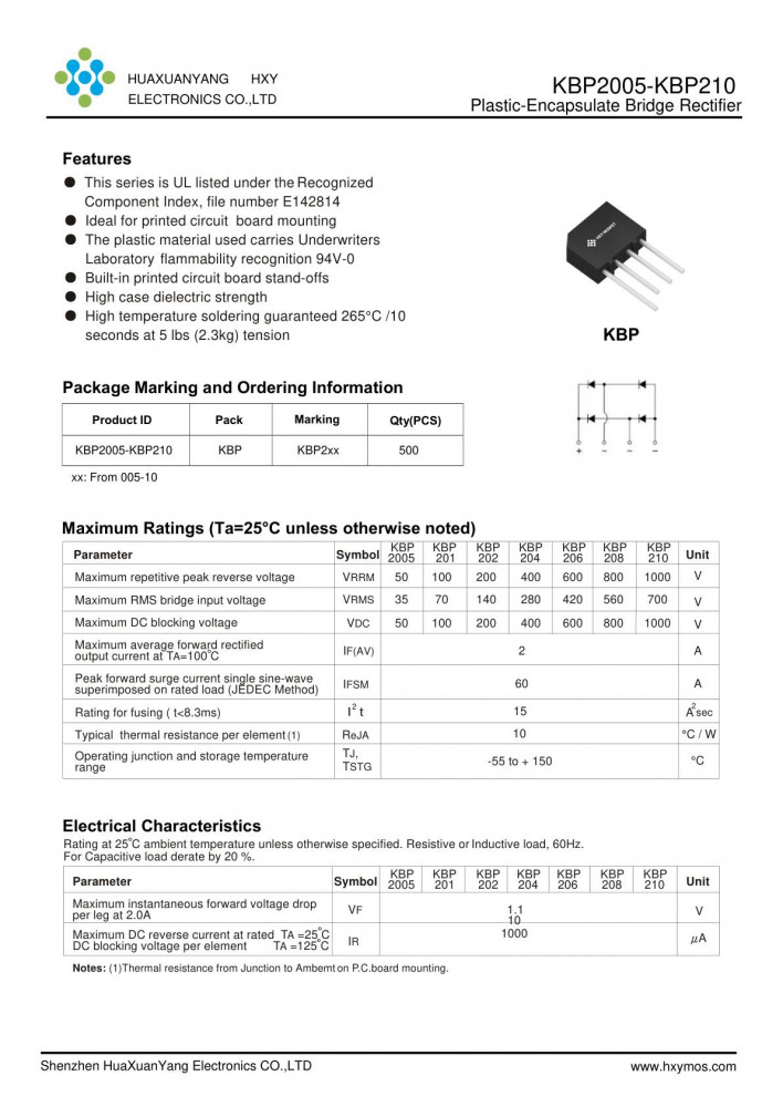 KBP210 datasheet page 1