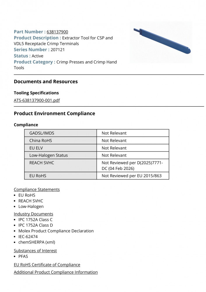 Tooling documentation image 1 for Molex 638137900