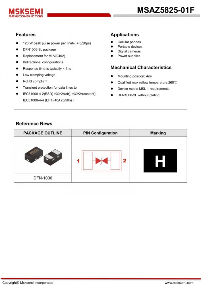 MSAZ5825-01F datasheet page 2