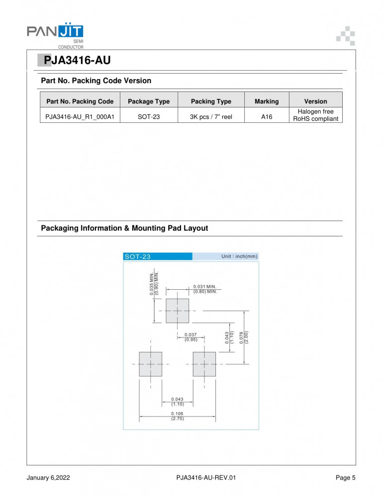 PJA3416-AU datasheet page 5