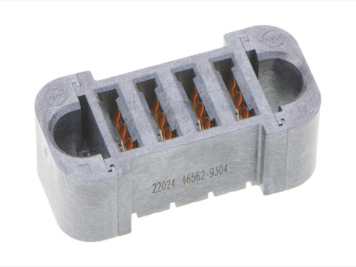 EXTreme Ten60Power Vertical Receptacle with Side Guides, 4 DC Power Circuits, 15 Signal Circuits, Press Fit Tail