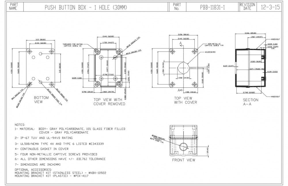 Bud Industries PBB-11831-1 product drawing