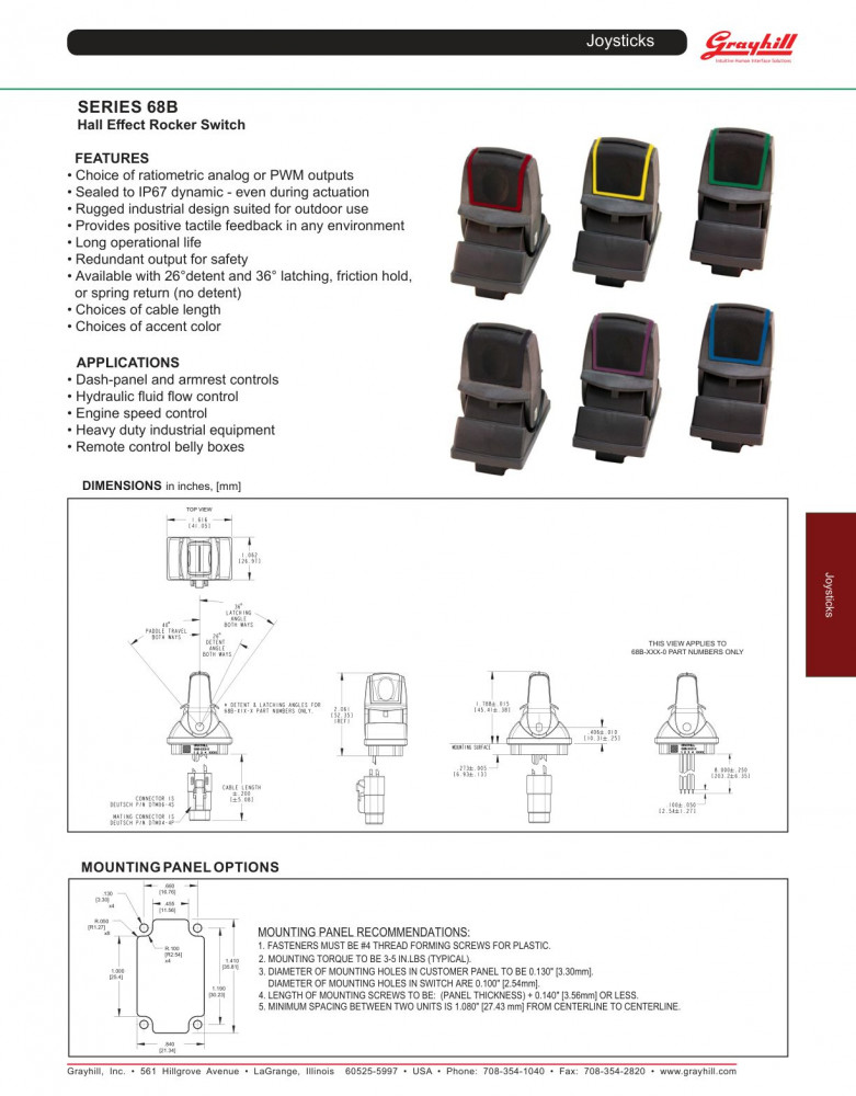 Grayhill 68B series technical drawing page 1