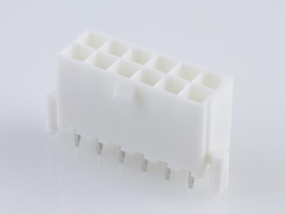 Mini-Fit Plus Header, Dual Row, Vertical, 20 Circuits, without Snap-in Plastic Peg PCB Lock, Nylon 6/6, UL 94V-0, Gold (Au) Plating