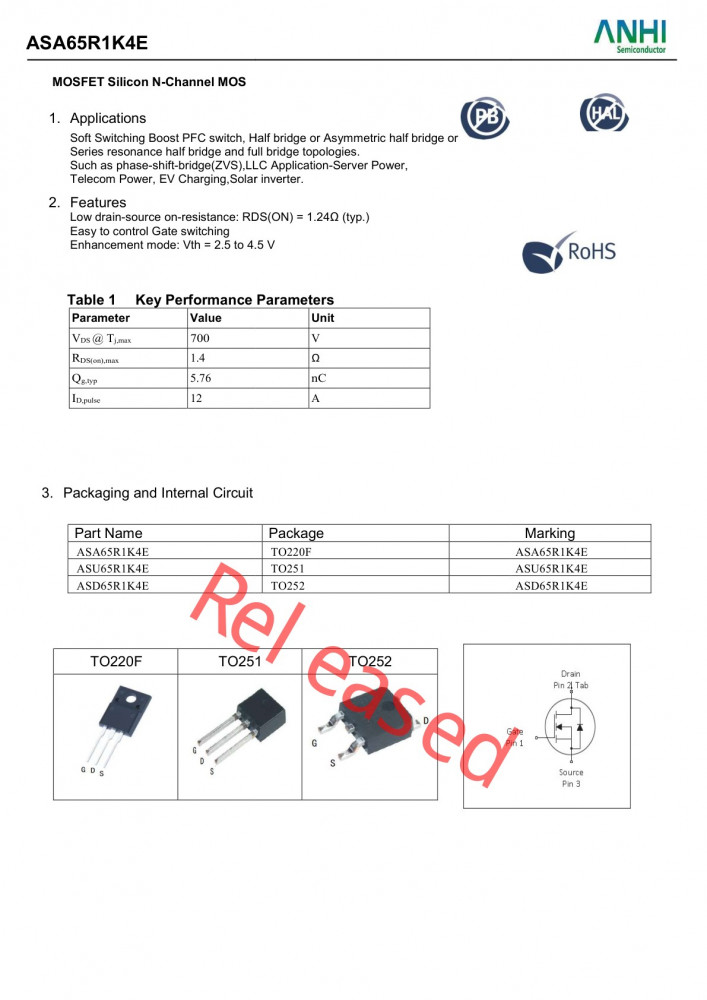 ASU65R1K4E datasheet page 1