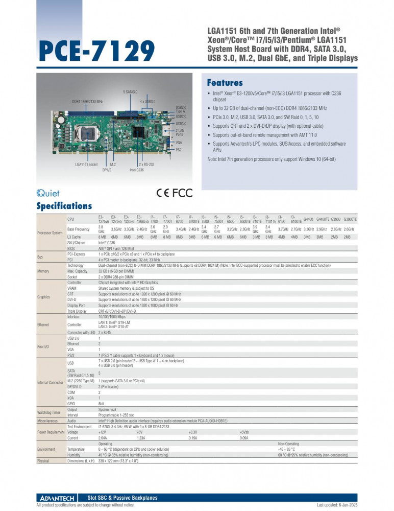 PCE-7129 technical document page 1