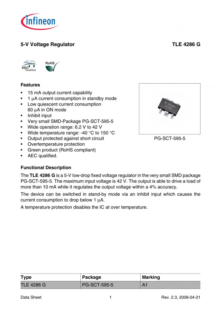 TLE4286G datasheet page 1