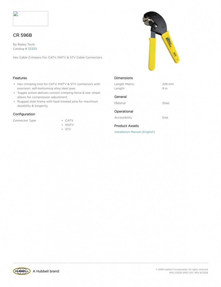 Burndy 33320 CR 596B product reference image