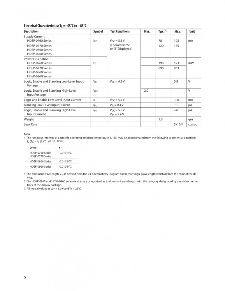 HDSP-0763 datasheet page 5