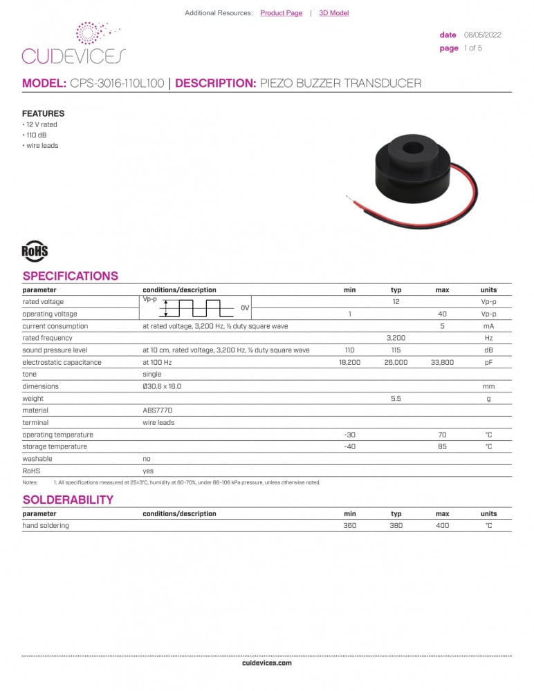CPS-3016-110L100 datasheet page 1