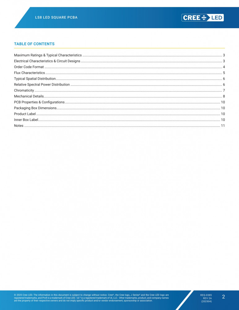 Cree LED LS8 datasheet page 2