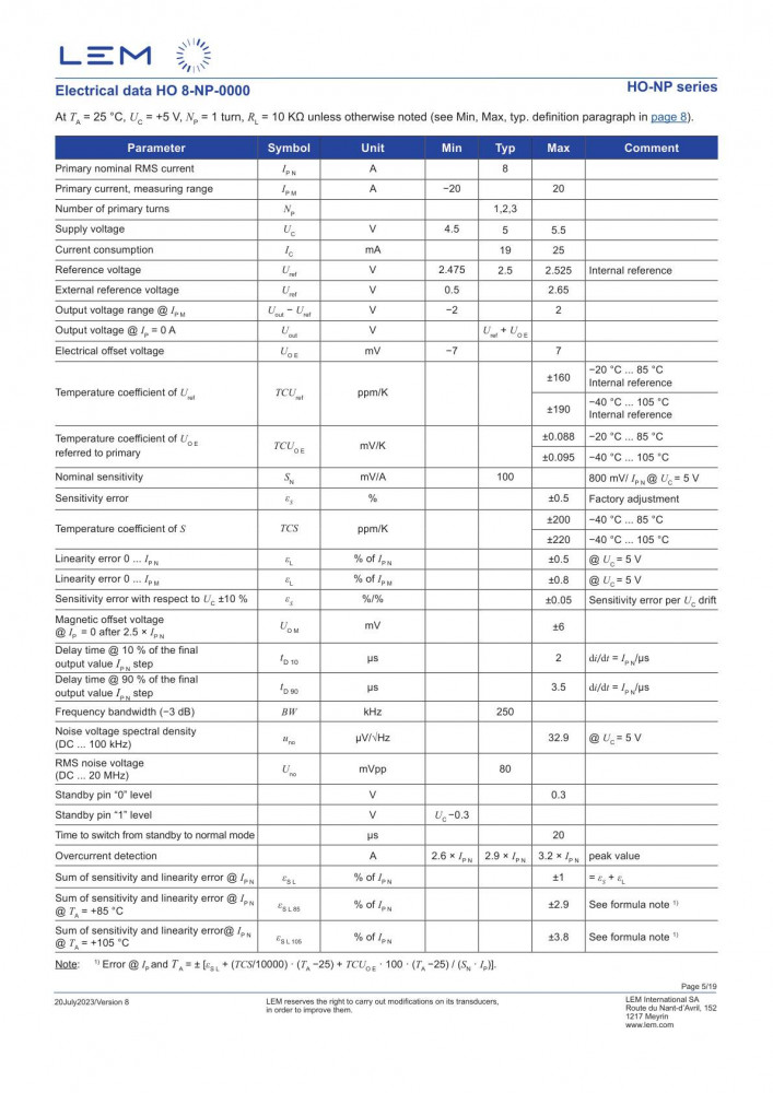 LEM HO 25-NP-0000 datasheet page 5