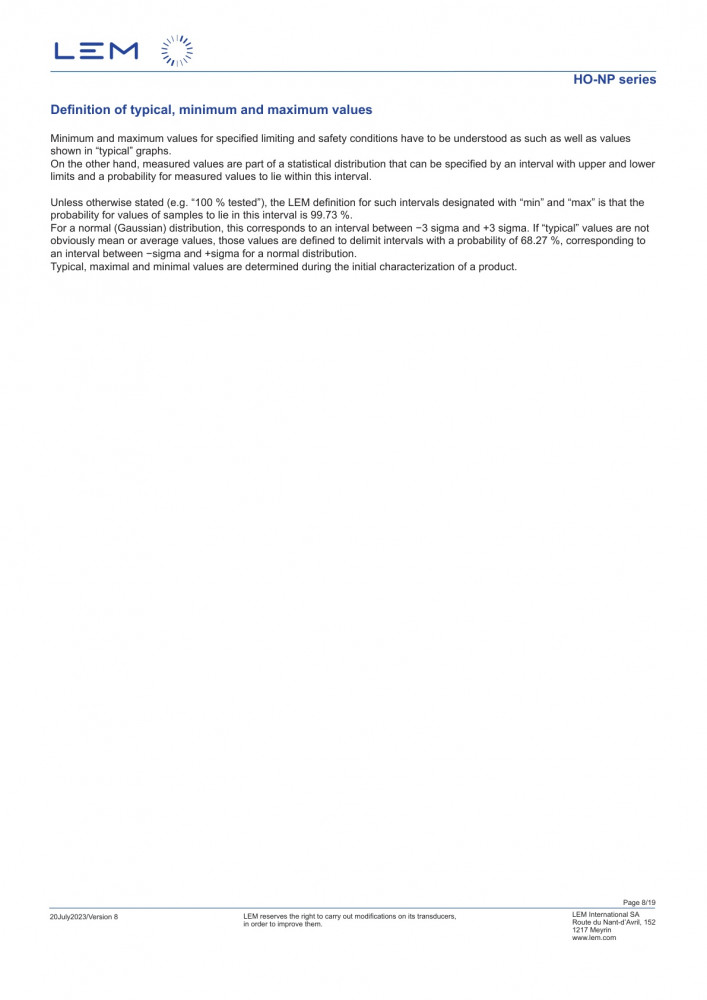 LEM HO 25-NP-0000 datasheet page 8