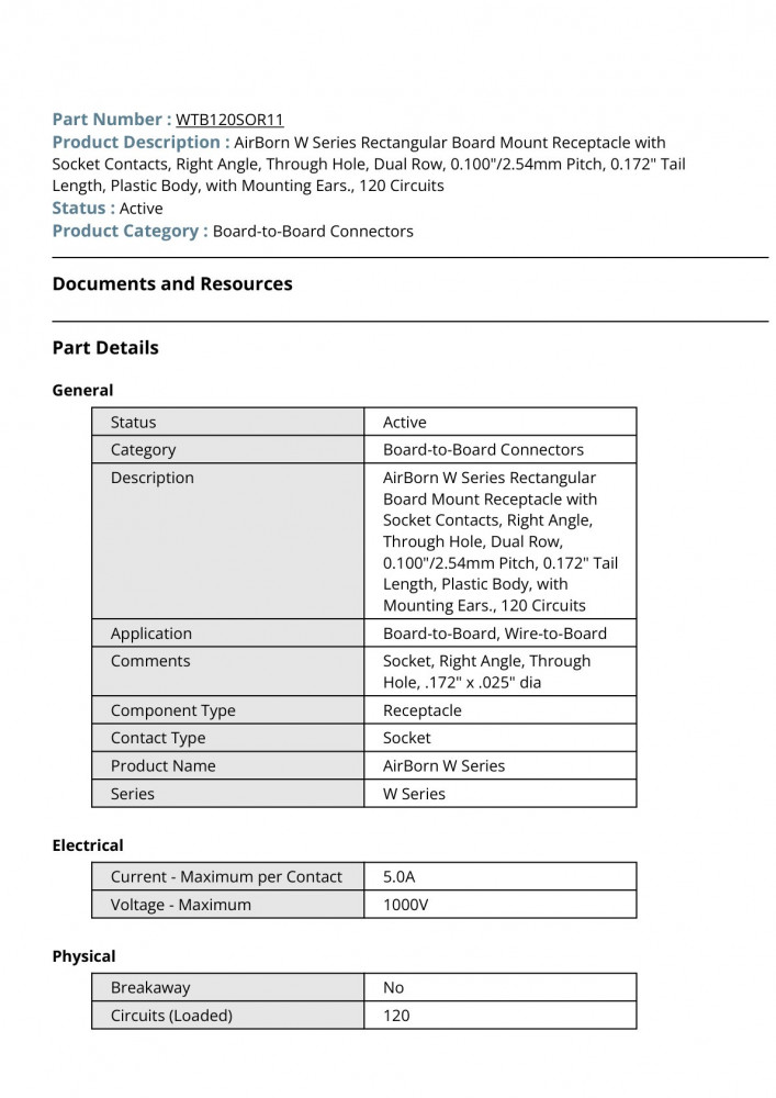WTB120SOR11 technical document image, page 1