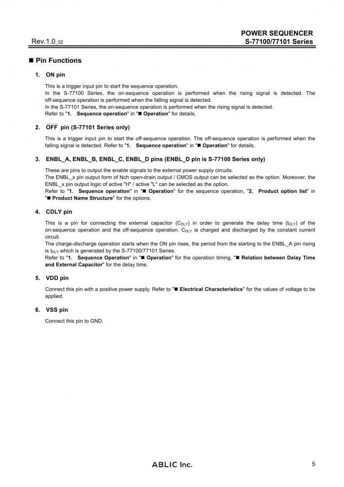ABLIC S-77100 series datasheet page 5