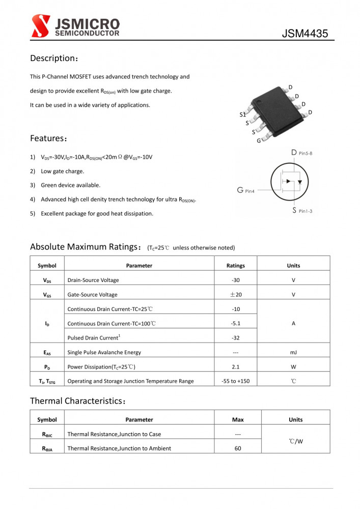 JSM4435 datasheet page 1