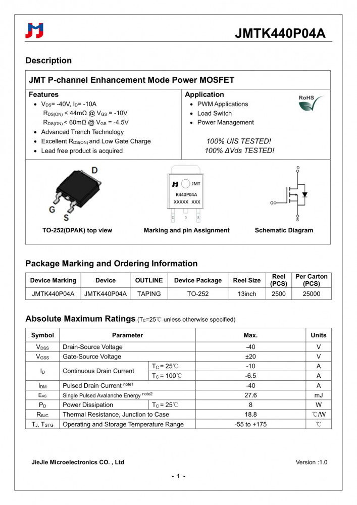 JMTK440P04A datasheet page 1