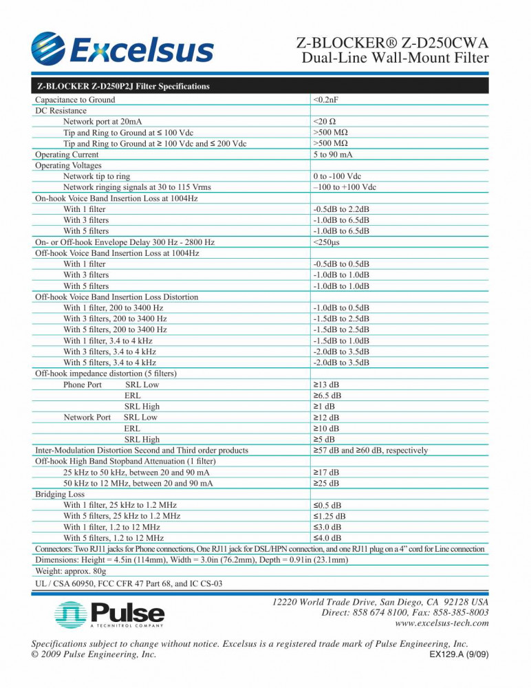 Z-D250CWA product documentation page 2