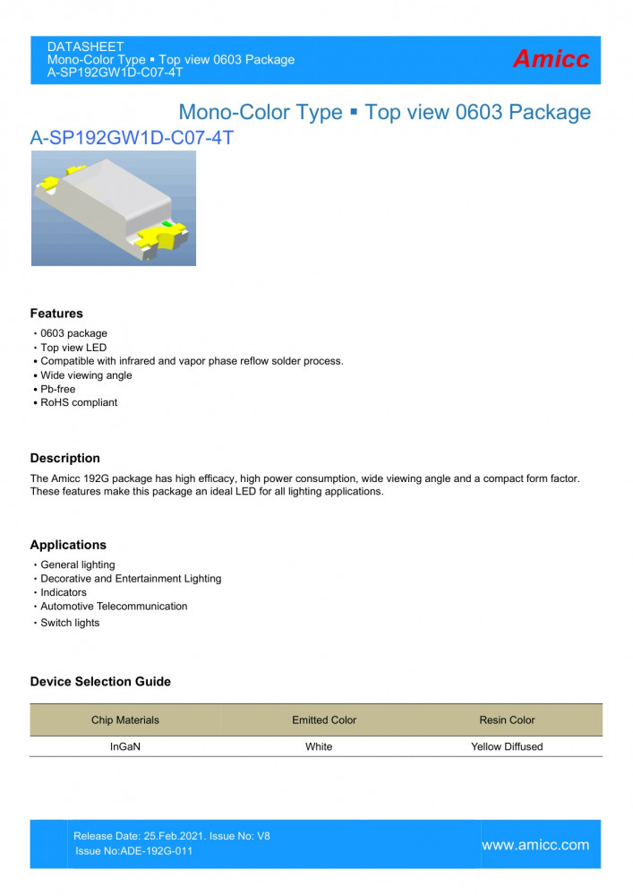 A-SP192GW1D-C07-4T datasheet page 2