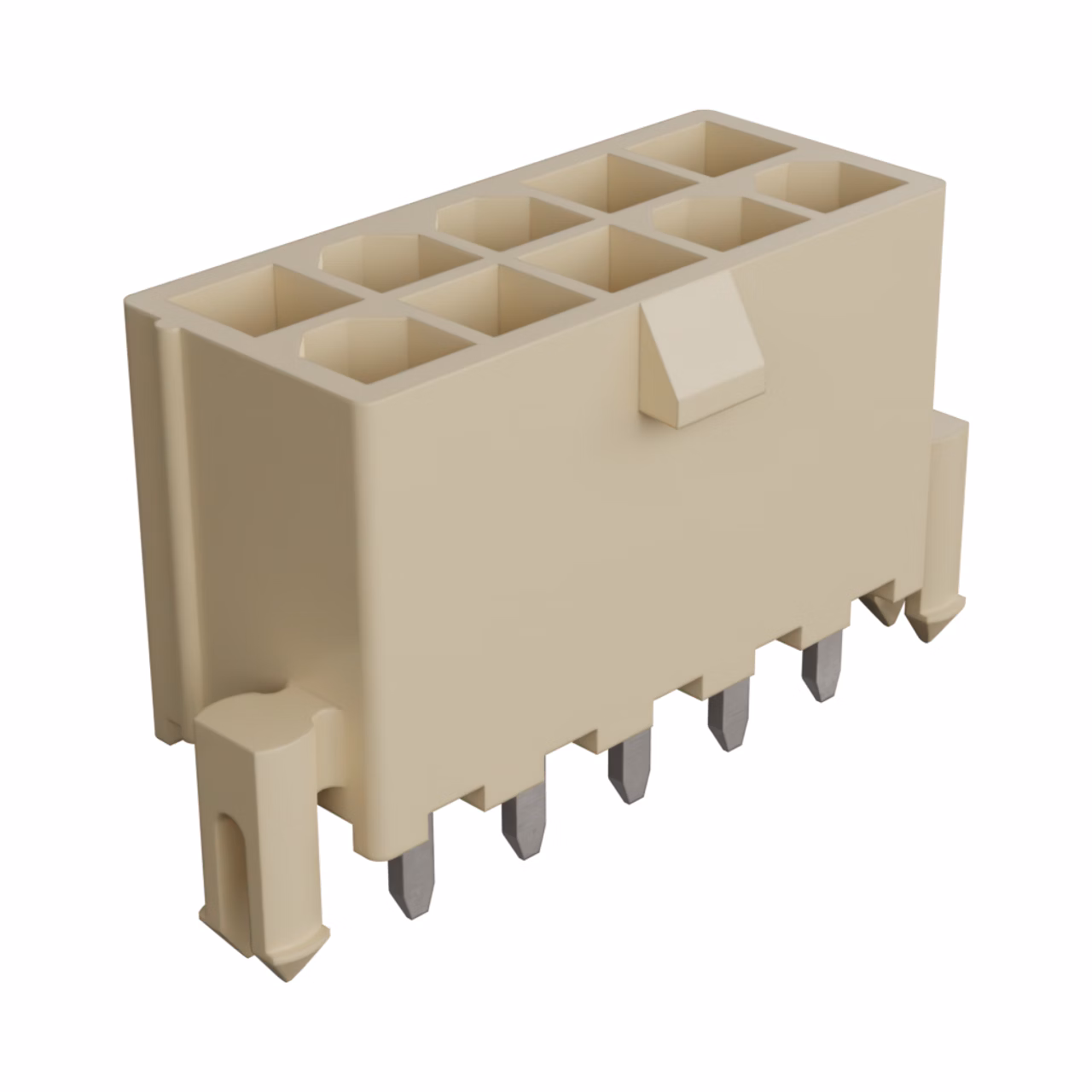 Mini-Fit HCS Header, 4.20mm Pitch, Dual Row, Vertical, with Snap-in Plastic Peg PCB Lock, 10 Circuits, Nylon 6/6 94V-0, Matte Tin (Sn) Plating, without Drain Holes for sale