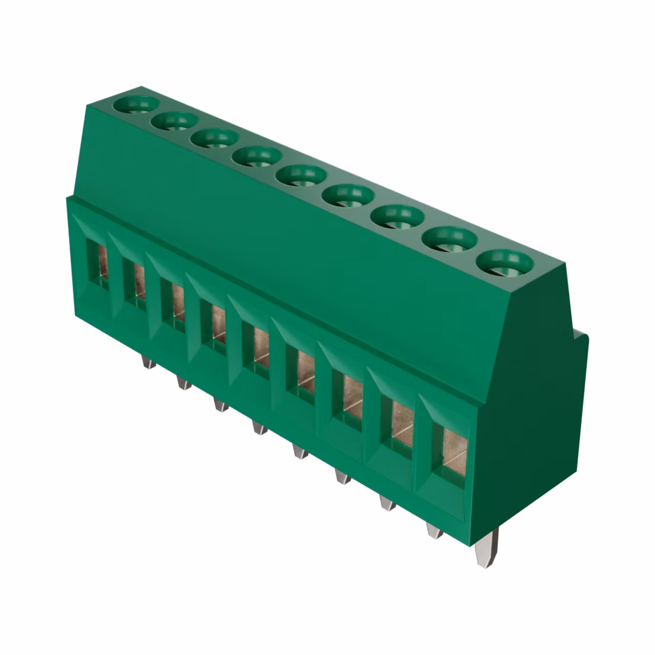 2.54mm Pitch Beau Eurostyle Fixed Mount PCB Terminal Block, Green, 9 Circuits for sale