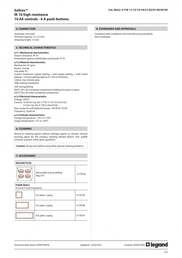 Legrand Soliroc technical document, page 2