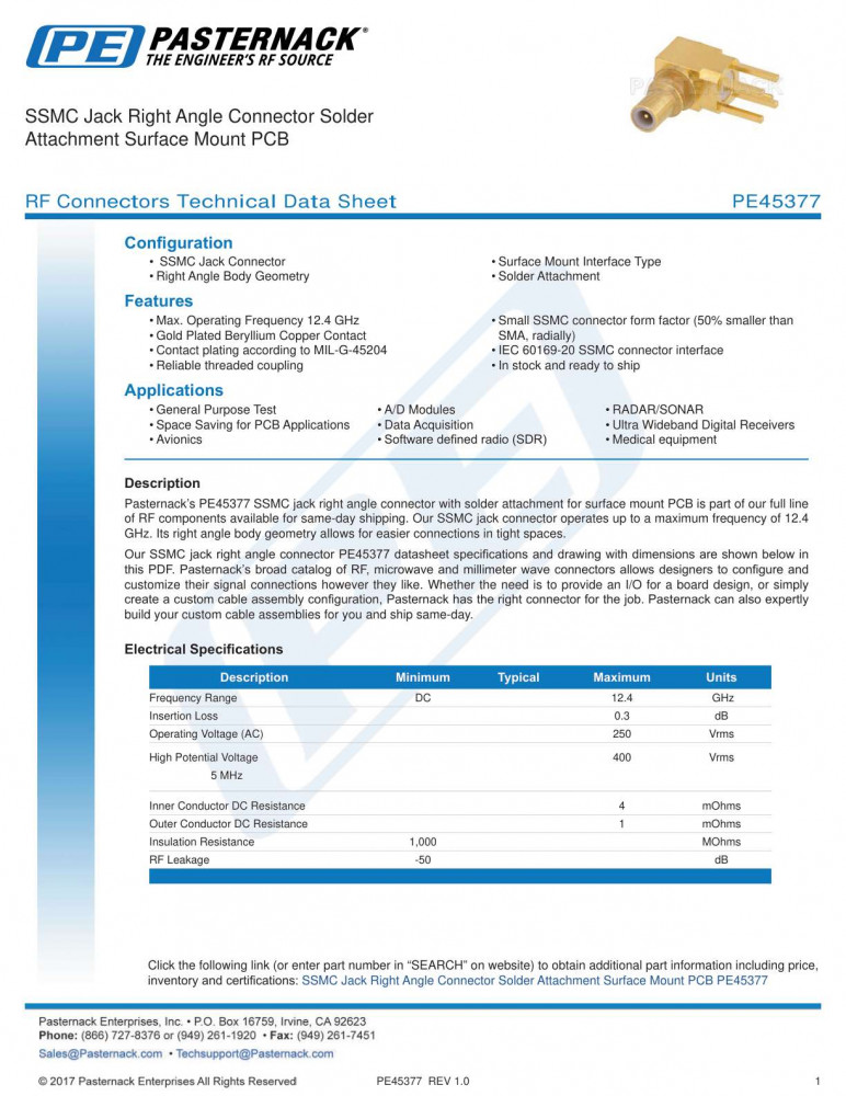 PE45377 technical datasheet page 1