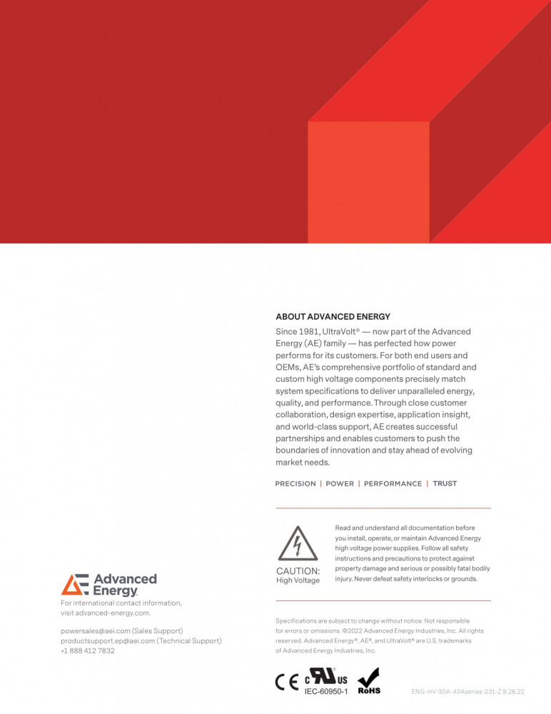 Advanced Energy UltraVolt 30A–40A series datasheet page 7