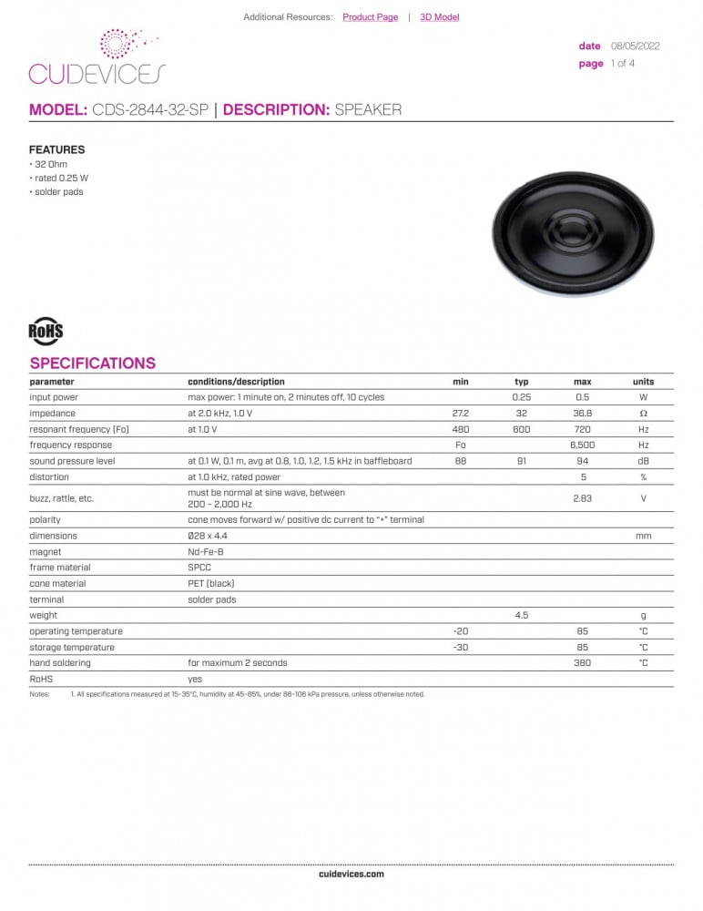 CDS-2844-32-SP datasheet page 1