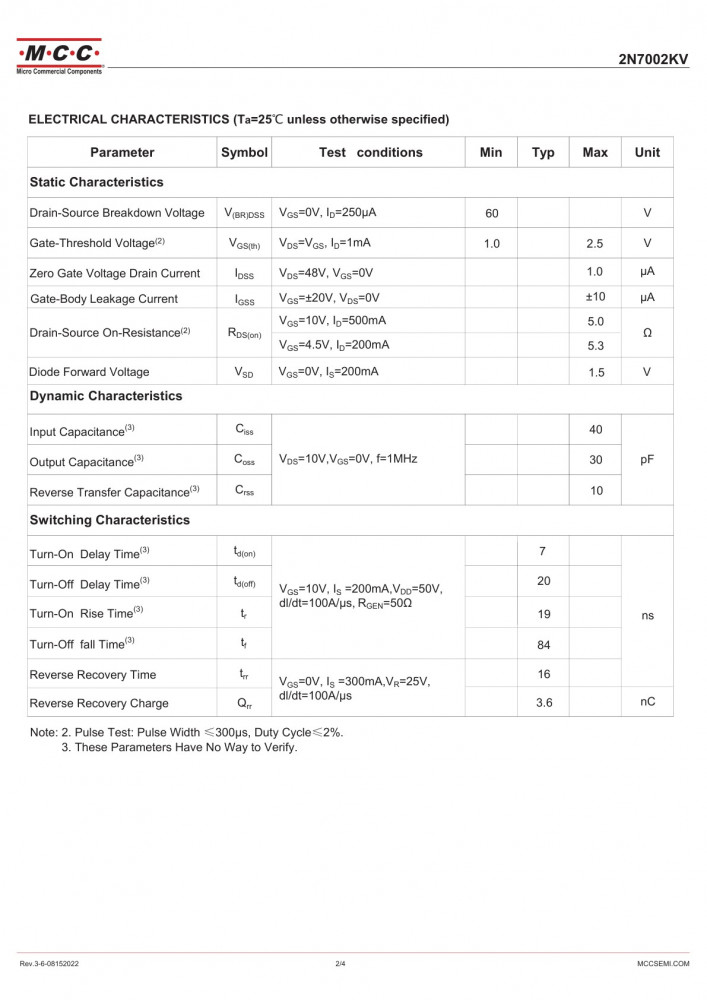 2N7002KV-TP datasheet page 2