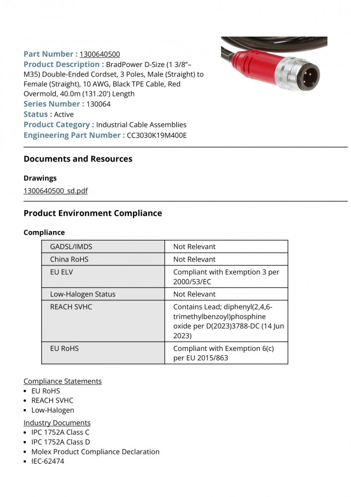 Molex M8 cordset family drawing page 1