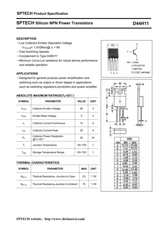 D44H11 datasheet page 1