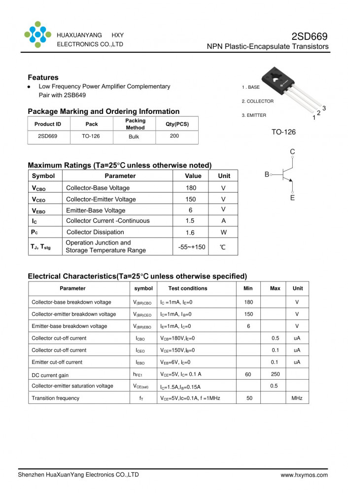 2SD669 datasheet page 1