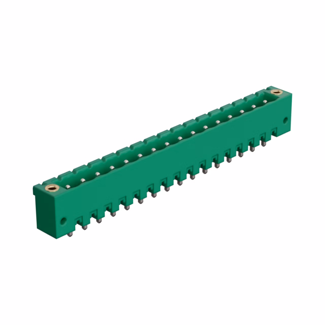 5.00mm Pitch Eurostyle Vertical PCB Header, with Threaded Retention Inserts, Green Housing, 16 Circuits for sale