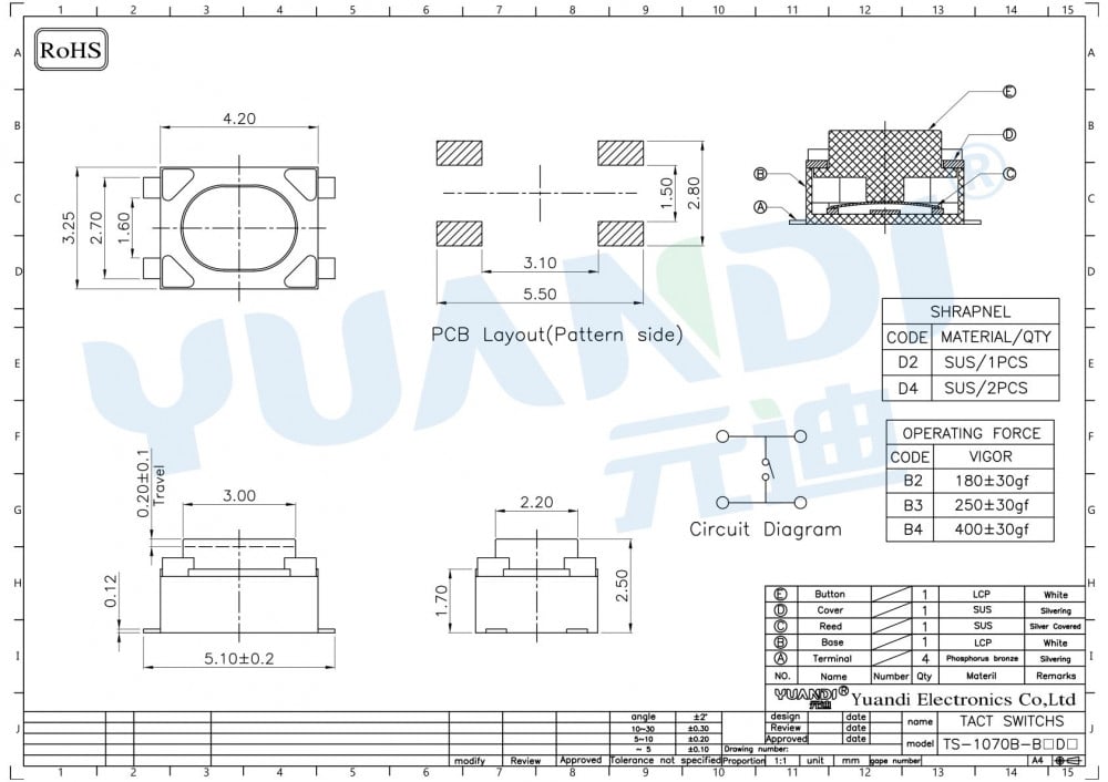 Yuandi TS-1070B-B3D2 technical drawing page