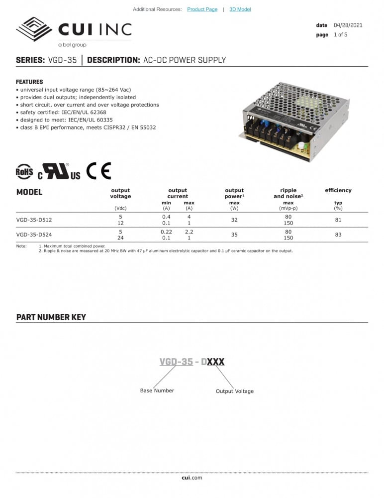 VGD-35-D512 datasheet page 1
