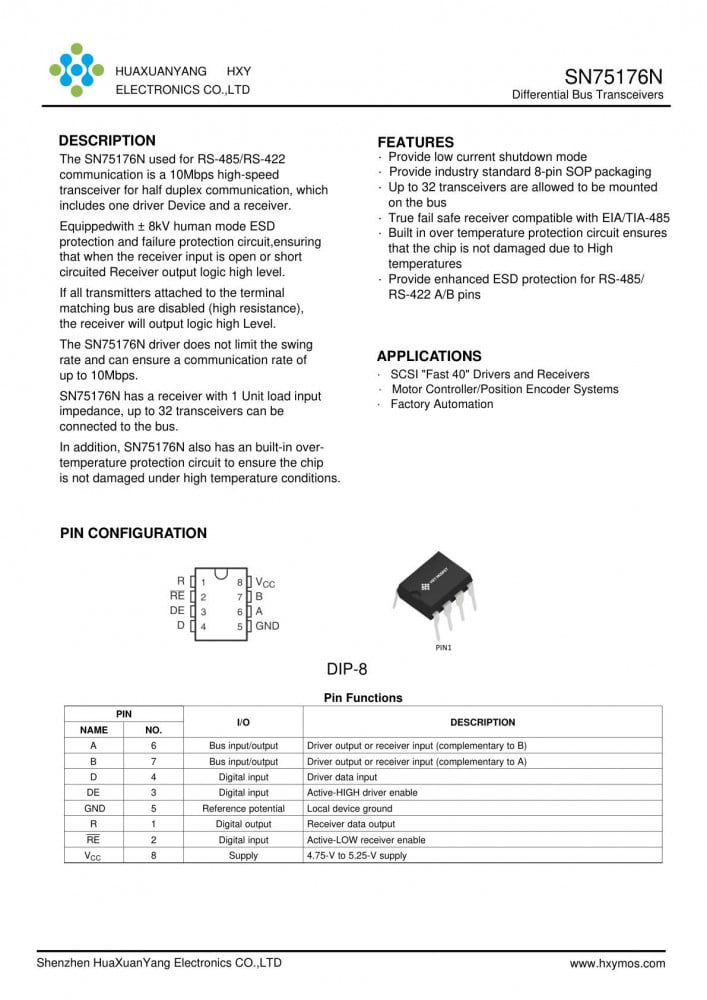 SN75176N-HXY datasheet page 1
