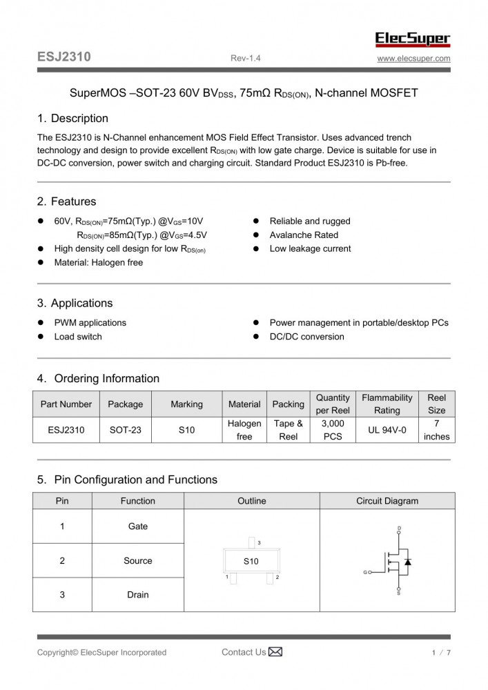 ESJ2310 datasheet page 1