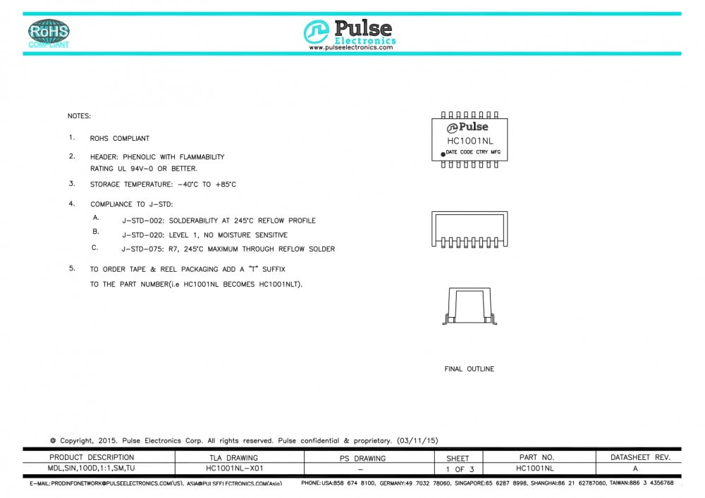 HC1001NLT datasheet page 1
