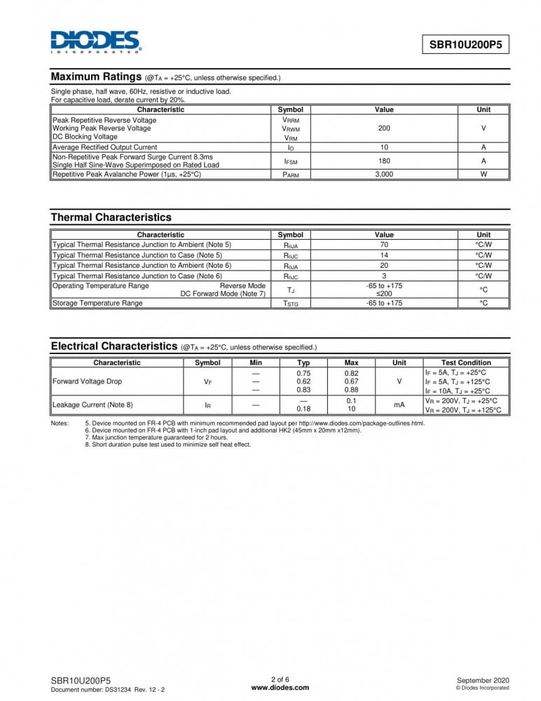 SBR10U200P5-13 datasheet page 2