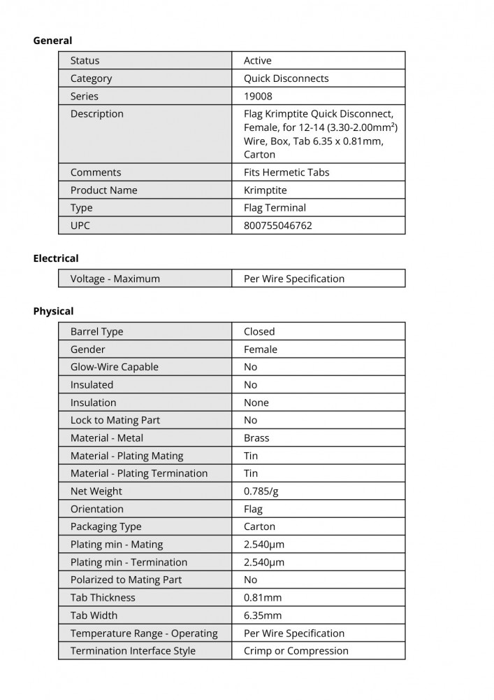 MOLEX 190080038 technical document page 2