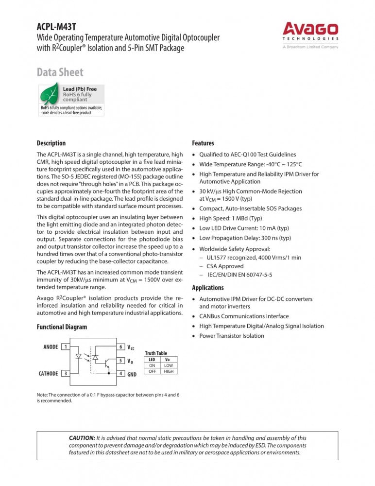ACPL-M43T datasheet page 1