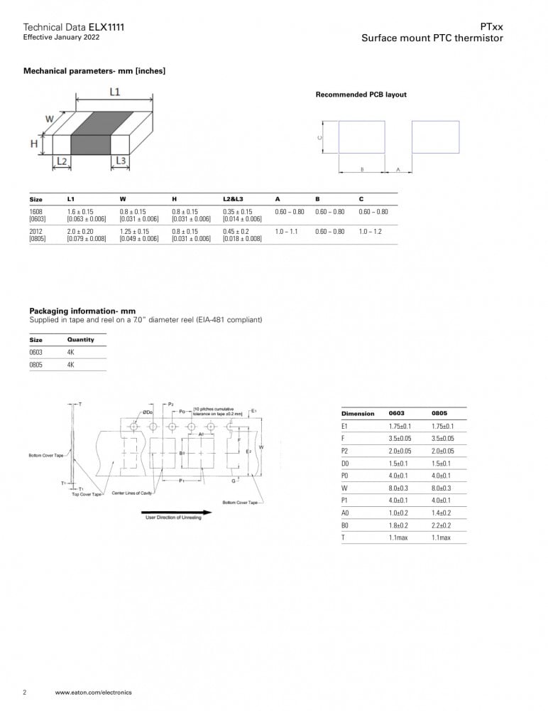 EATON PT08R472P50 datasheet page 2